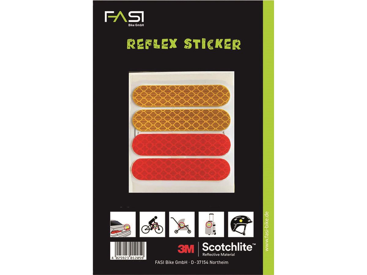 Reflex-Sticker Streifen / gelb/rot