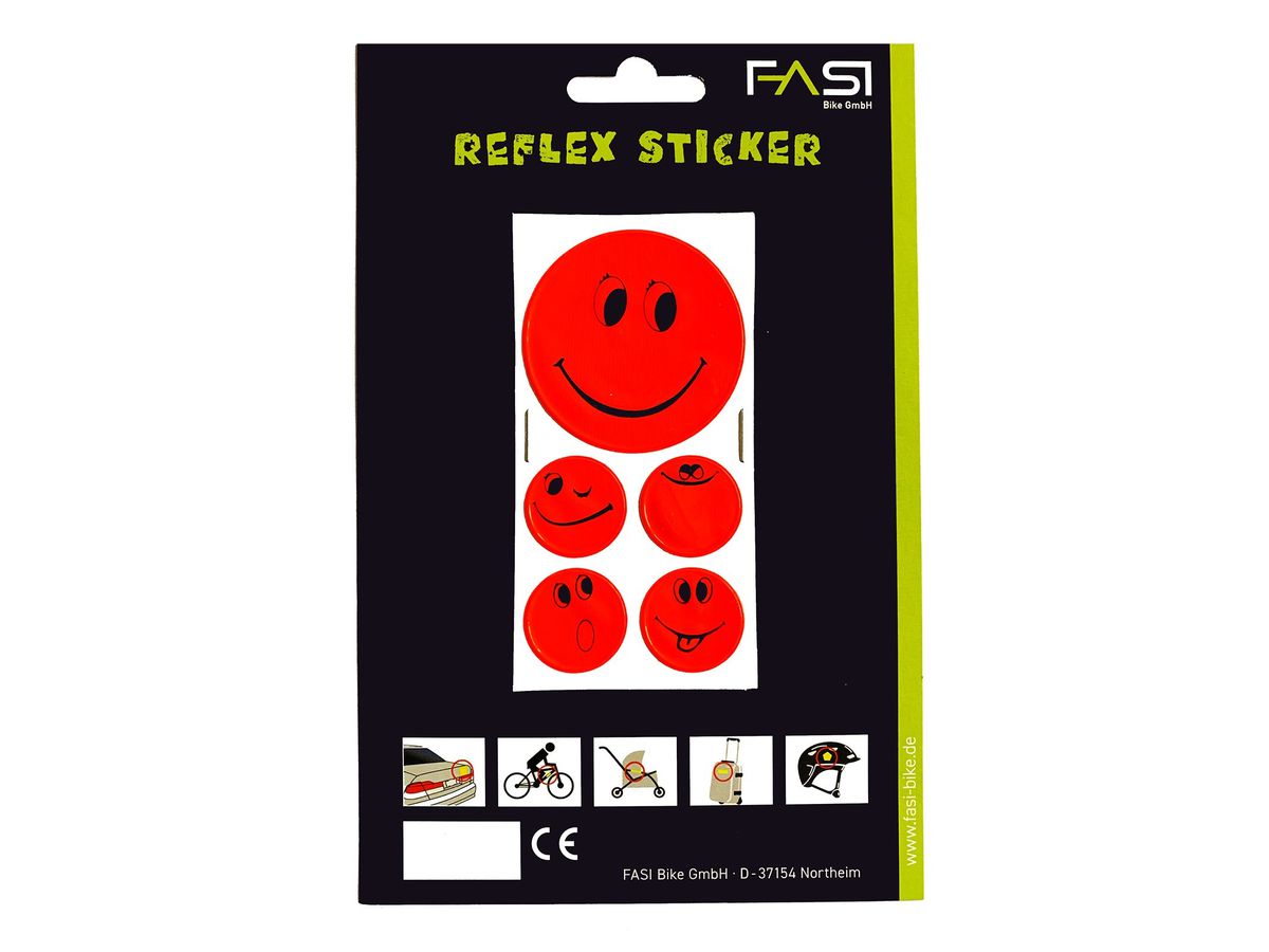 Reflex-Sticker Smileys / rot